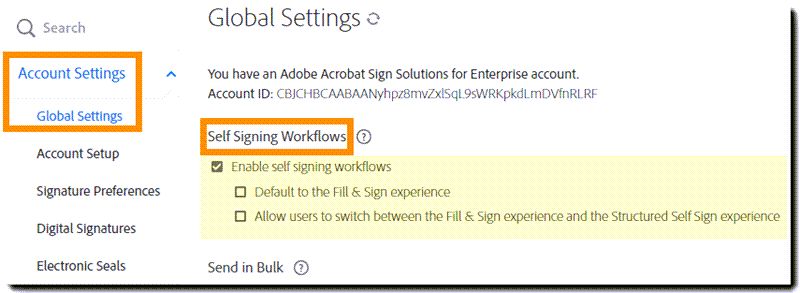 Configurar fluxos de trabalho de autoassinatura